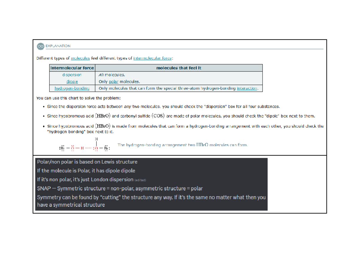 Identifying Key Intermolecular Forces in Pure Compounds (CHEM 101 ...