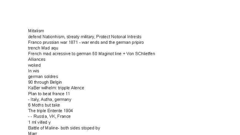 APUSH Notes: WWI Key Concepts & Battle Analysis - Studocu
