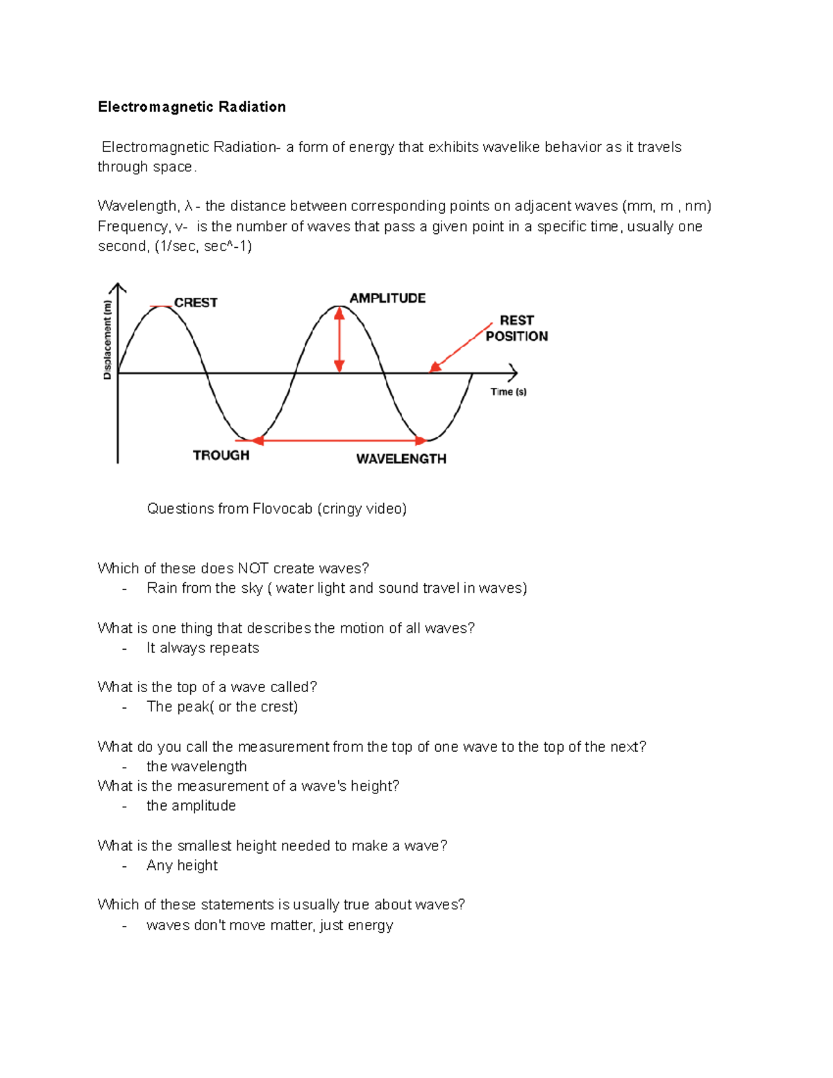 Quantum Mechanics: Electromagnetic Radiation and Wave Behavior (PHYS ...