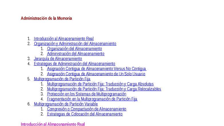 MR-Memoria Real: Organización y Administración del Almacenamiento - Studocu