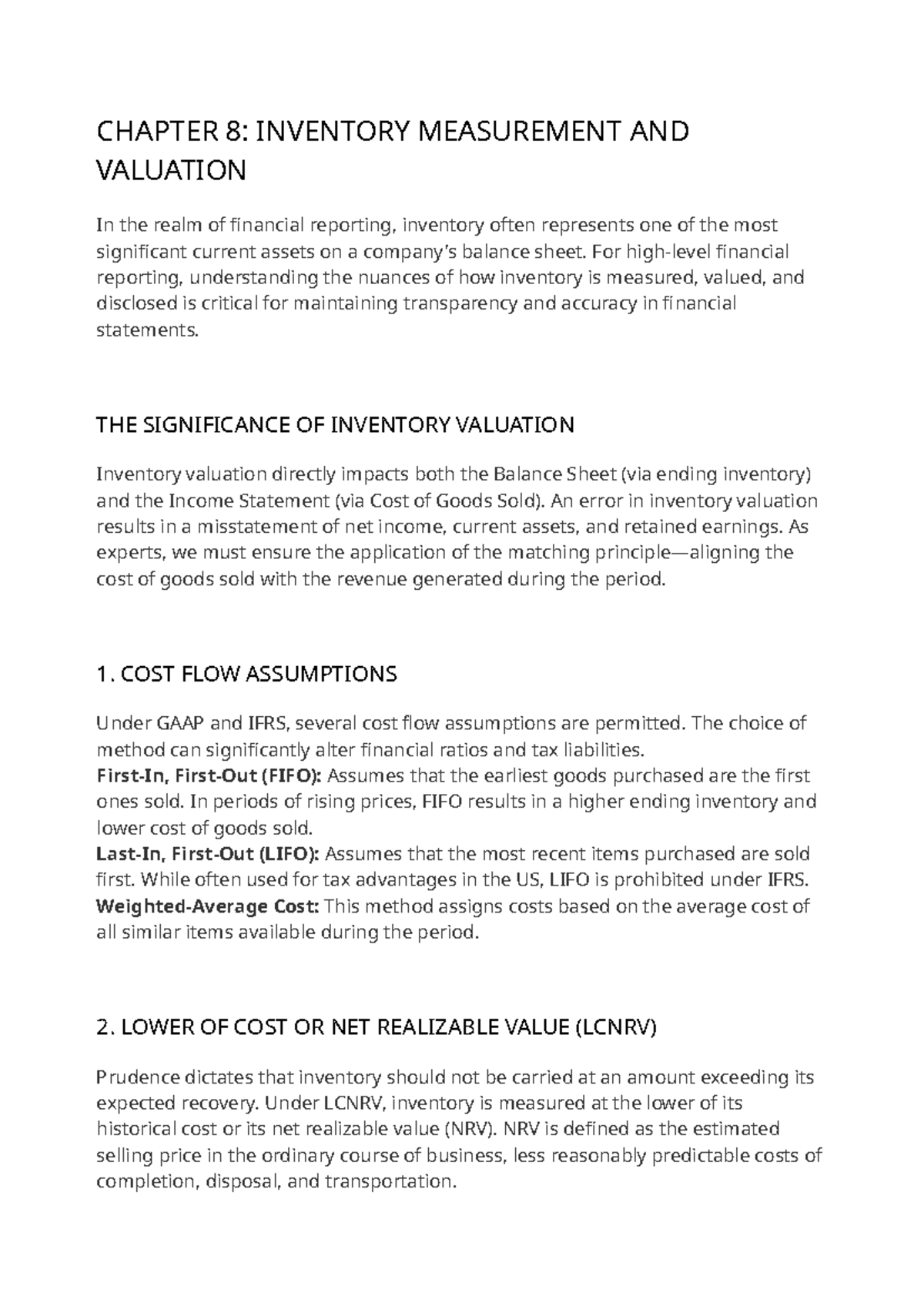 Intermediate Financial Reporting: Chapter 8 - Inventory Measurement ...