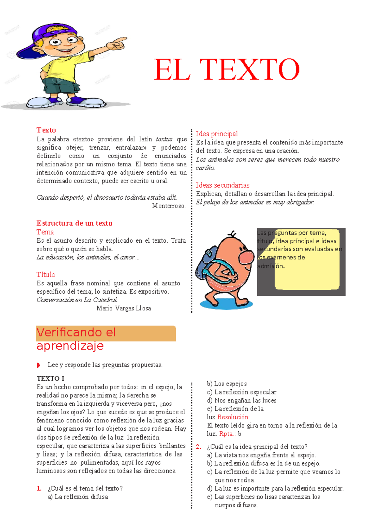 El Texto: Estructura y Comprensión para 1er Grado de Secundaria - Studocu