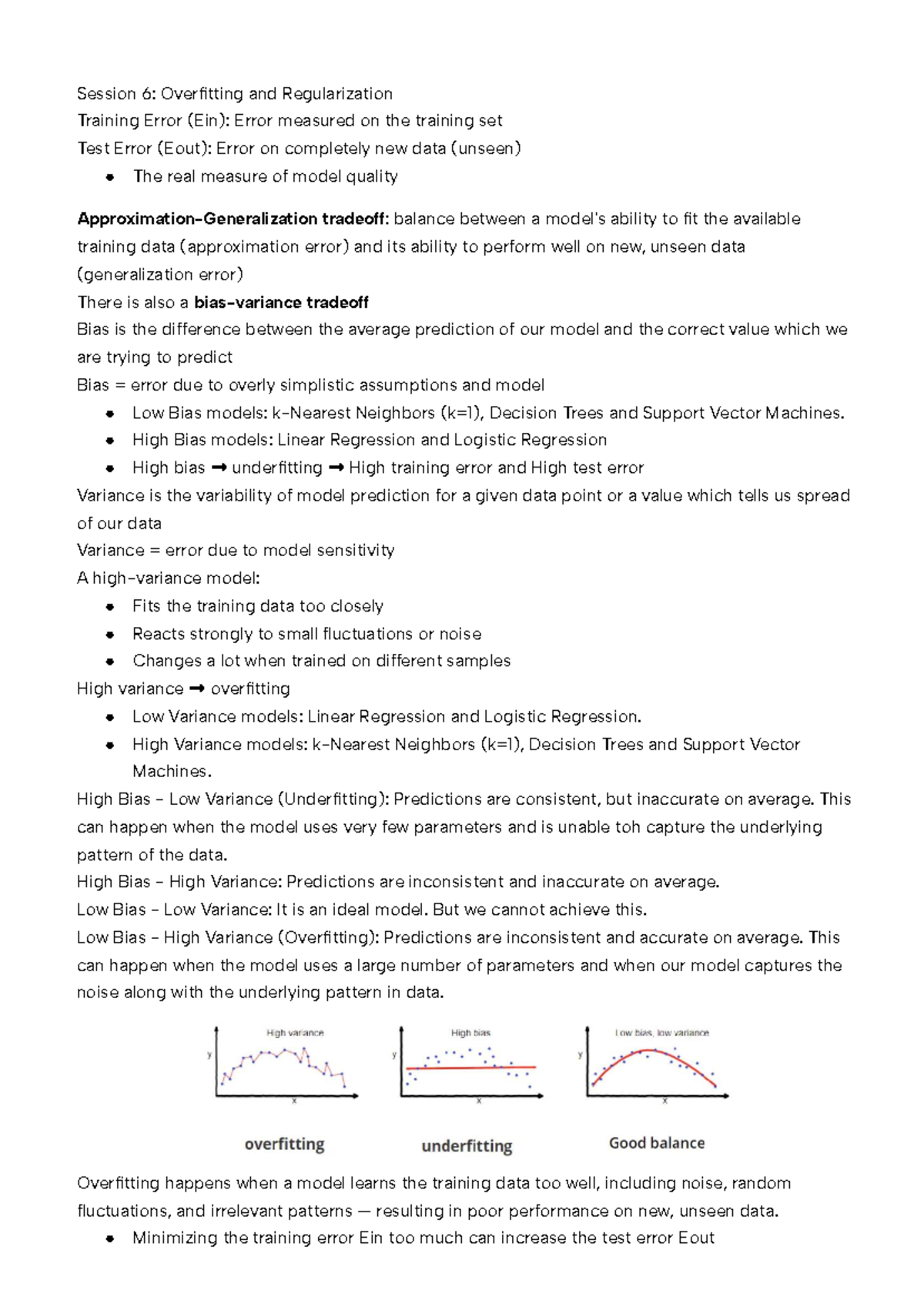 Session 6: Overfitting, Bias, and Variance in ML (AI-MLF) - Studocu