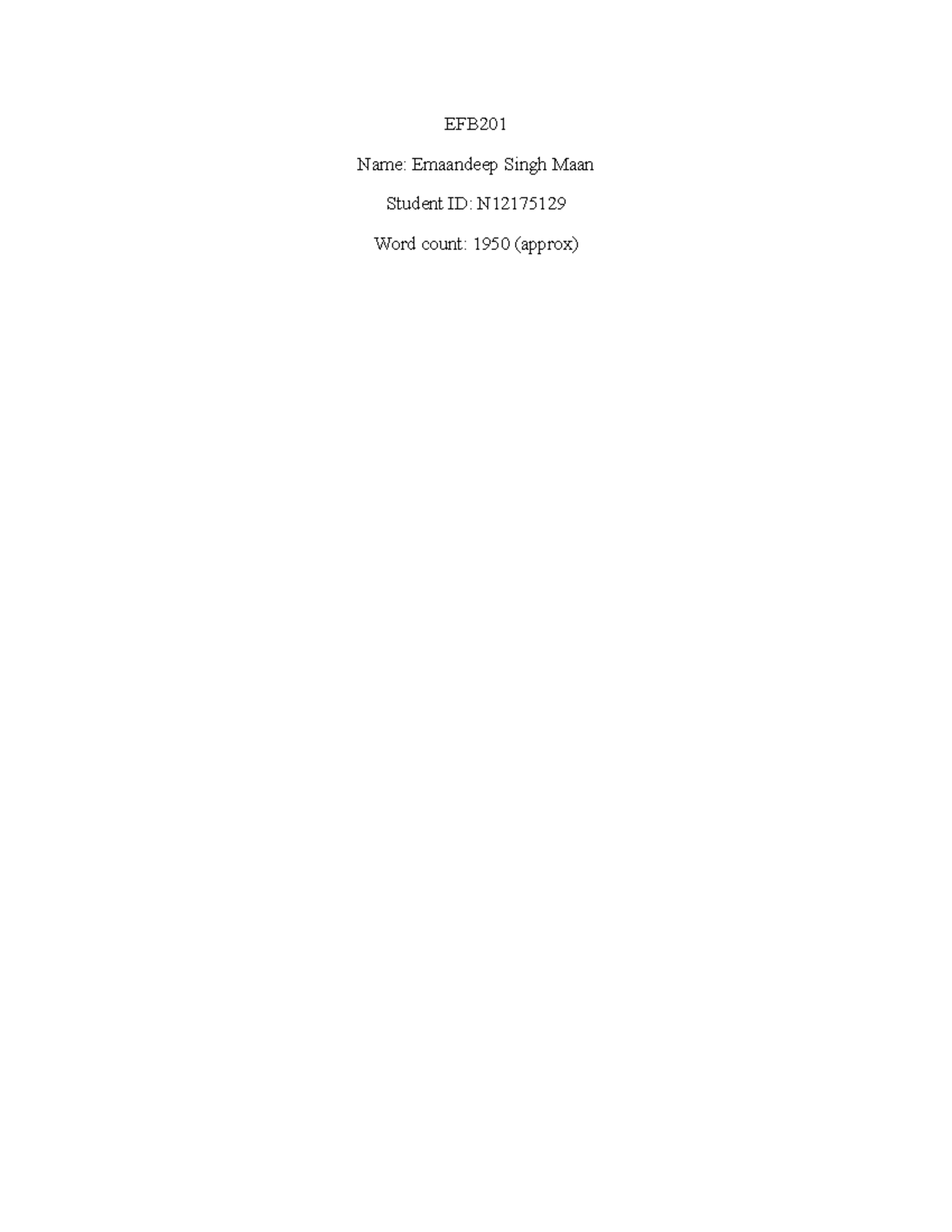 EFB201 Final Essay: Portfolio Strategy for Cavalier Fund Analysis - Studocu