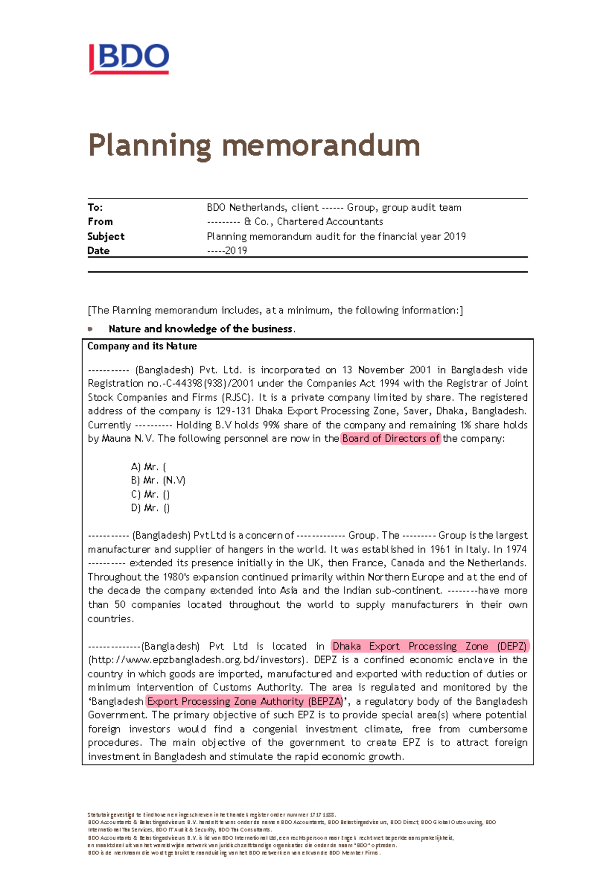 Appendix C - Planning memorandum-A Real example - Planning memorandum ...