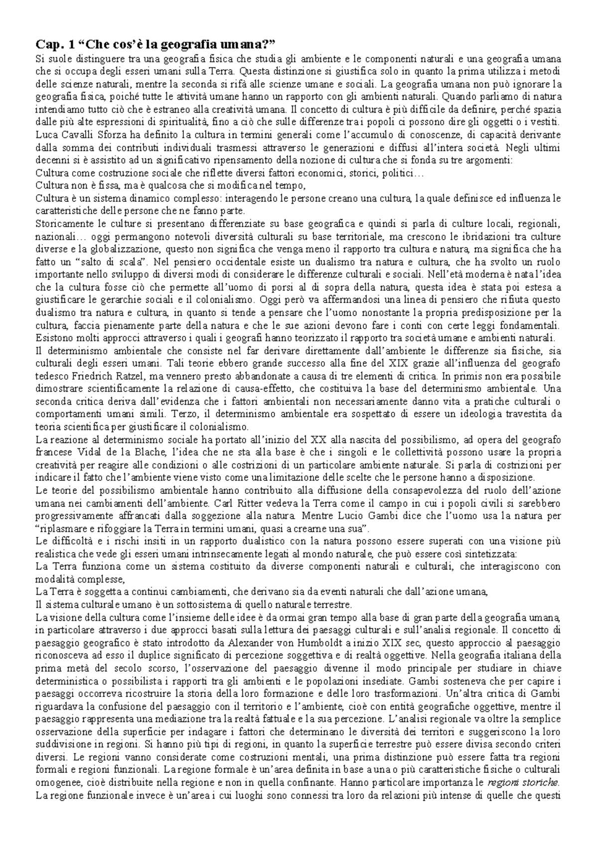 Geografia Umana: Riassunti e Concetti Chiave (Corso: GEOG 101) - Studocu