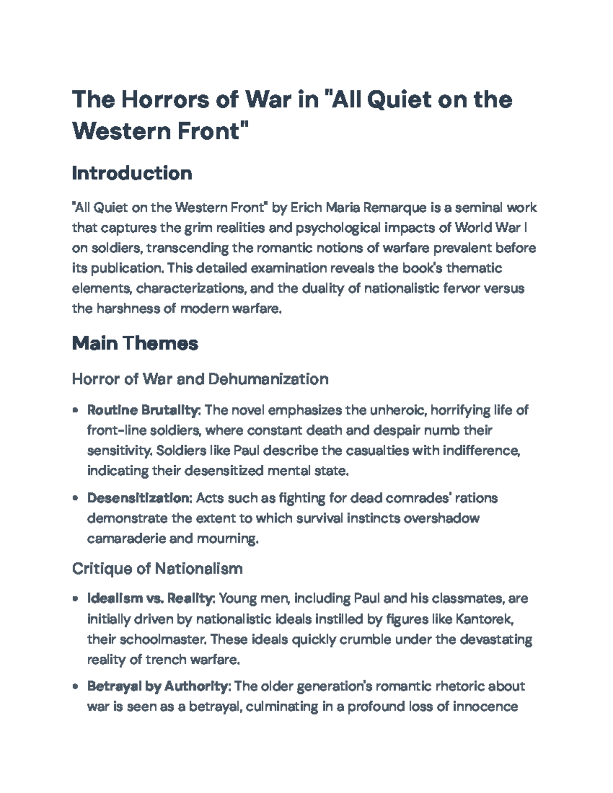 Analyzing the Horrors of War in "All Quiet on the Western Front - The ...