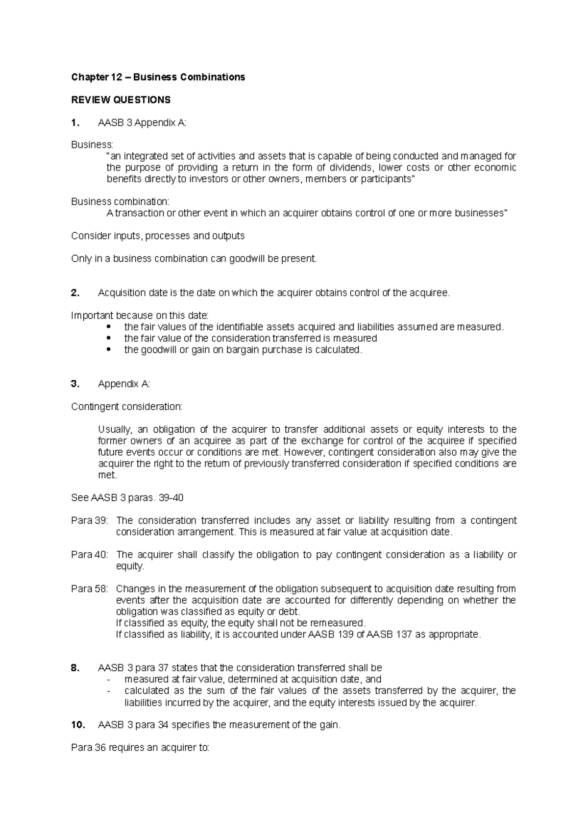 Chapter 12 Suggested Solutions - Chapter 12 – Business Combinations ...