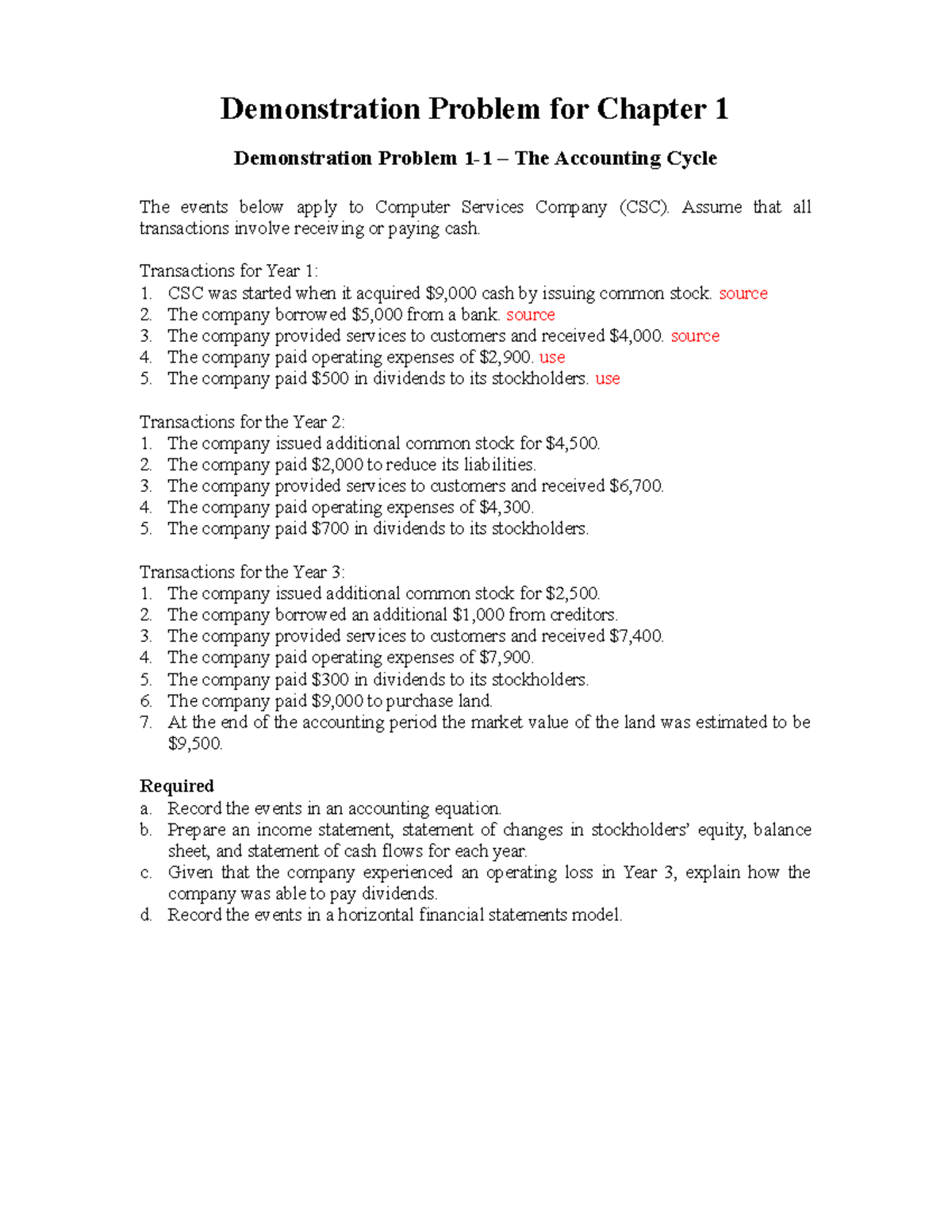 Accounting Cycle Demonstration Problem 1-1 Analysis and Solutions - Studocu