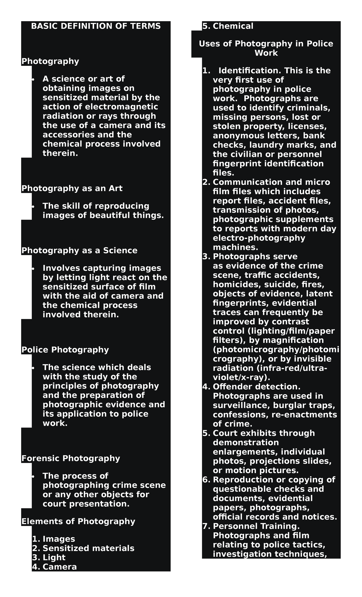 Forensic Photography - Notes - BASIC DEFINITION OF TERMS Photography A ...