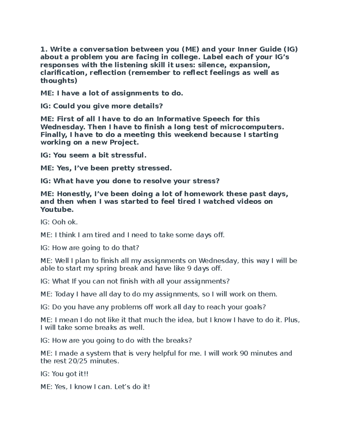 Inner Guide Conversation Reflection: Journal Entry 17 Insights - Studocu