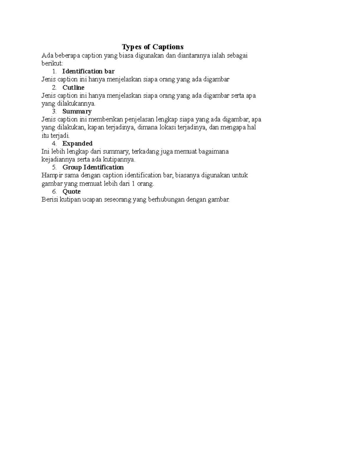 Types of Captions: Recognition & Explanation Techniques (Jenis Caption ...