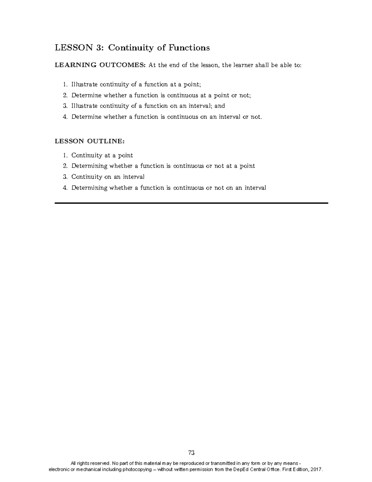 LESSON 3: Continuity of Functions in SHS-Basic-Calculus - Studocu