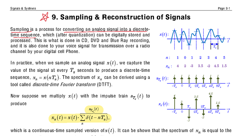Lec09 - Sampling and Reconstruction of Signals in Signals Systems - Studocu