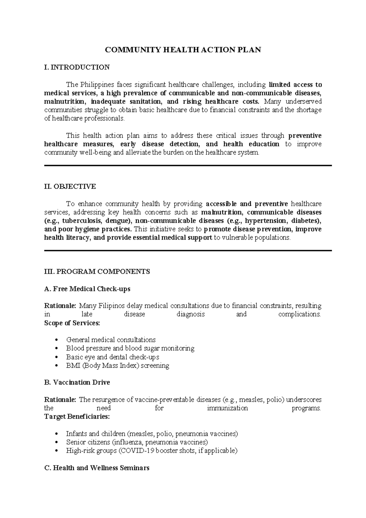 Community Health Action Plan: Addressing Healthcare Challenges in the ...