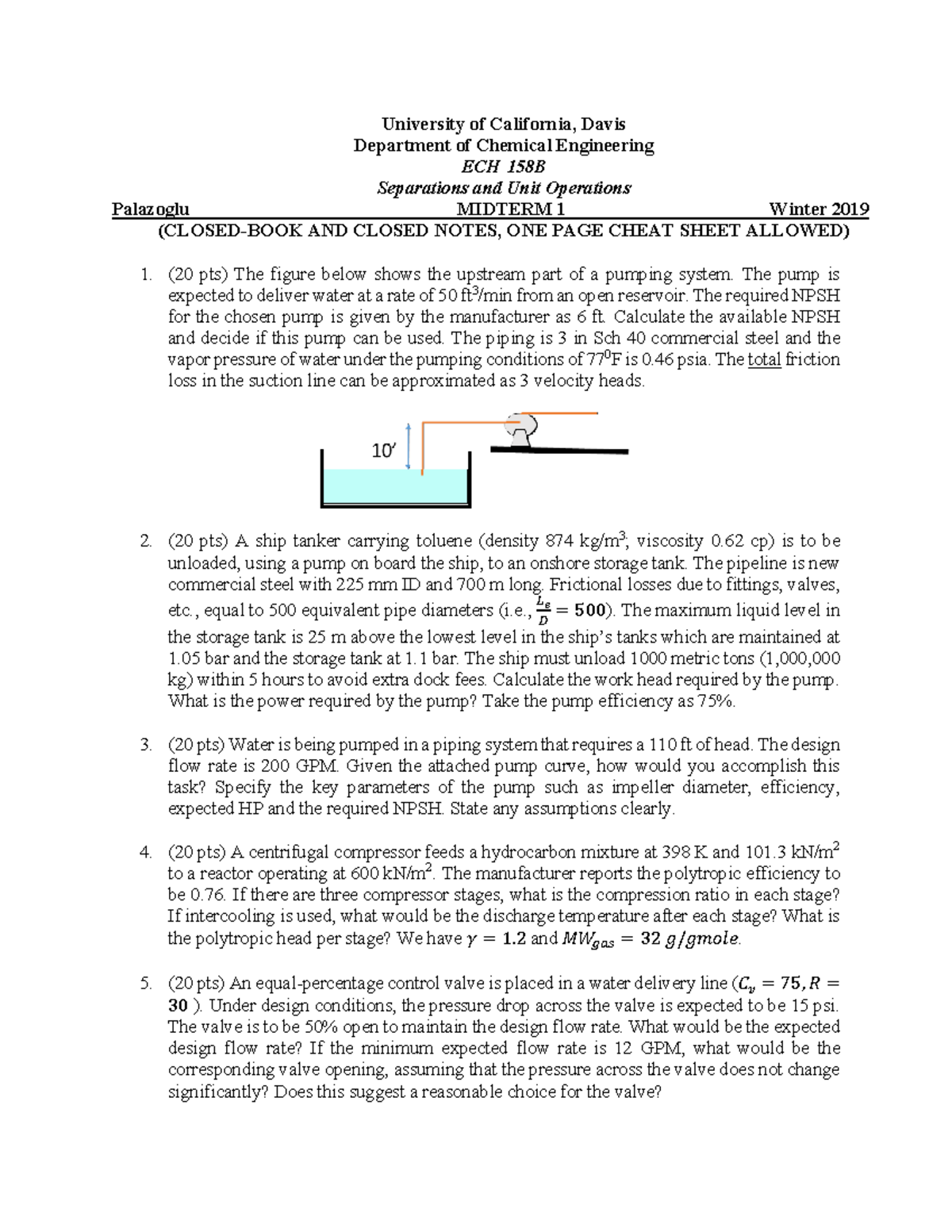ECH 158B Midterm 1 Study Guide - Winter 2019 - Studocu