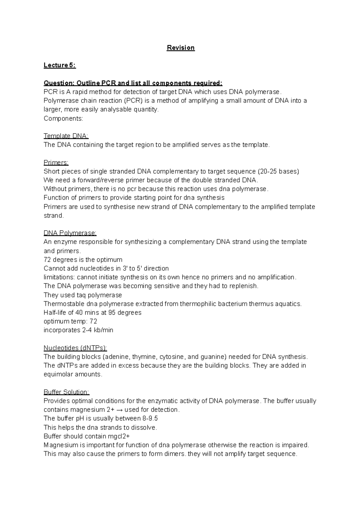PCR & RT-PCR Revision: Key Concepts & Practice Questions - Studocu