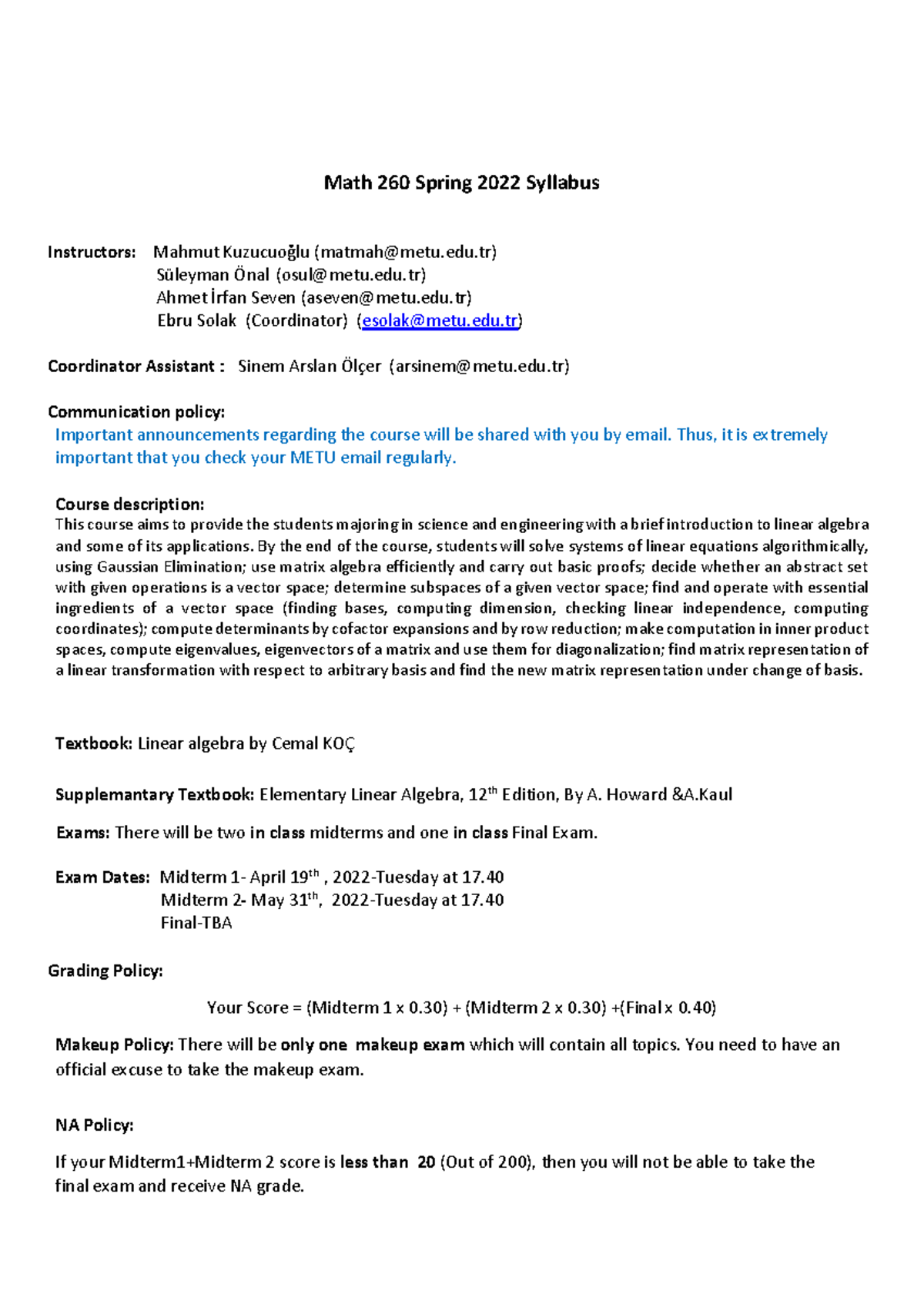 MATH 260 Spring 2022 Syllabus and Course Details - Studocu