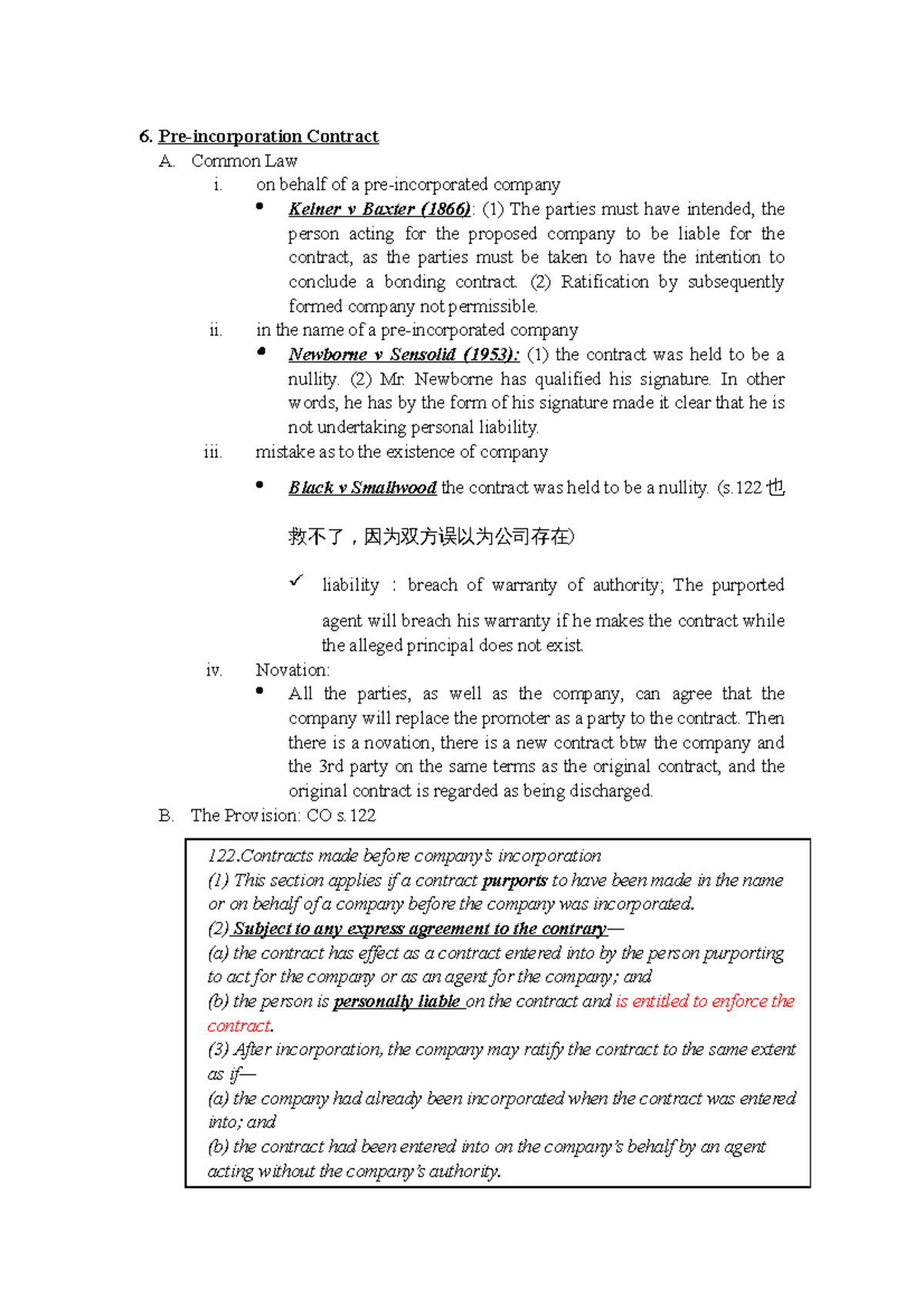 Pre-incorporation Contract Overview & Case Law Analysis - Studocu
