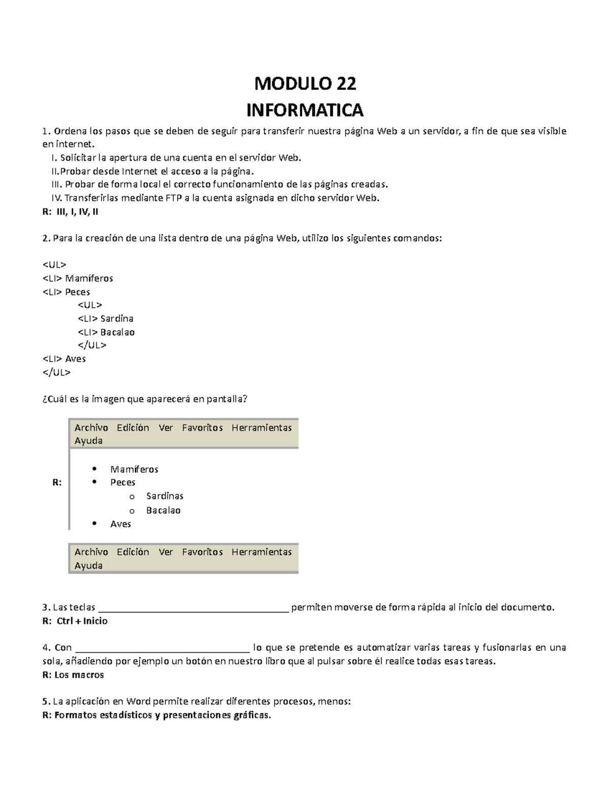 Modulo 22 plus Guia - MODULO 22 INFORMATICA Ordena los pasos que se ...
