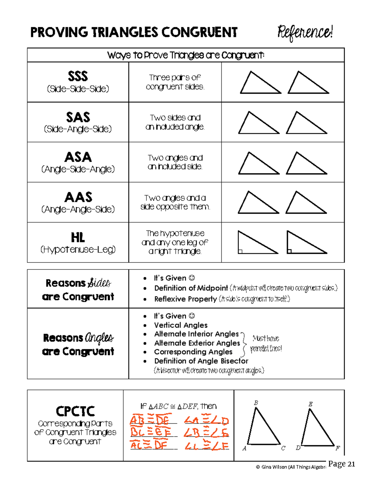 Adam Abdelaziz - 4.5 Notes - SSS and SAS - PROVING TRIANGLES CONGRUENT ...
