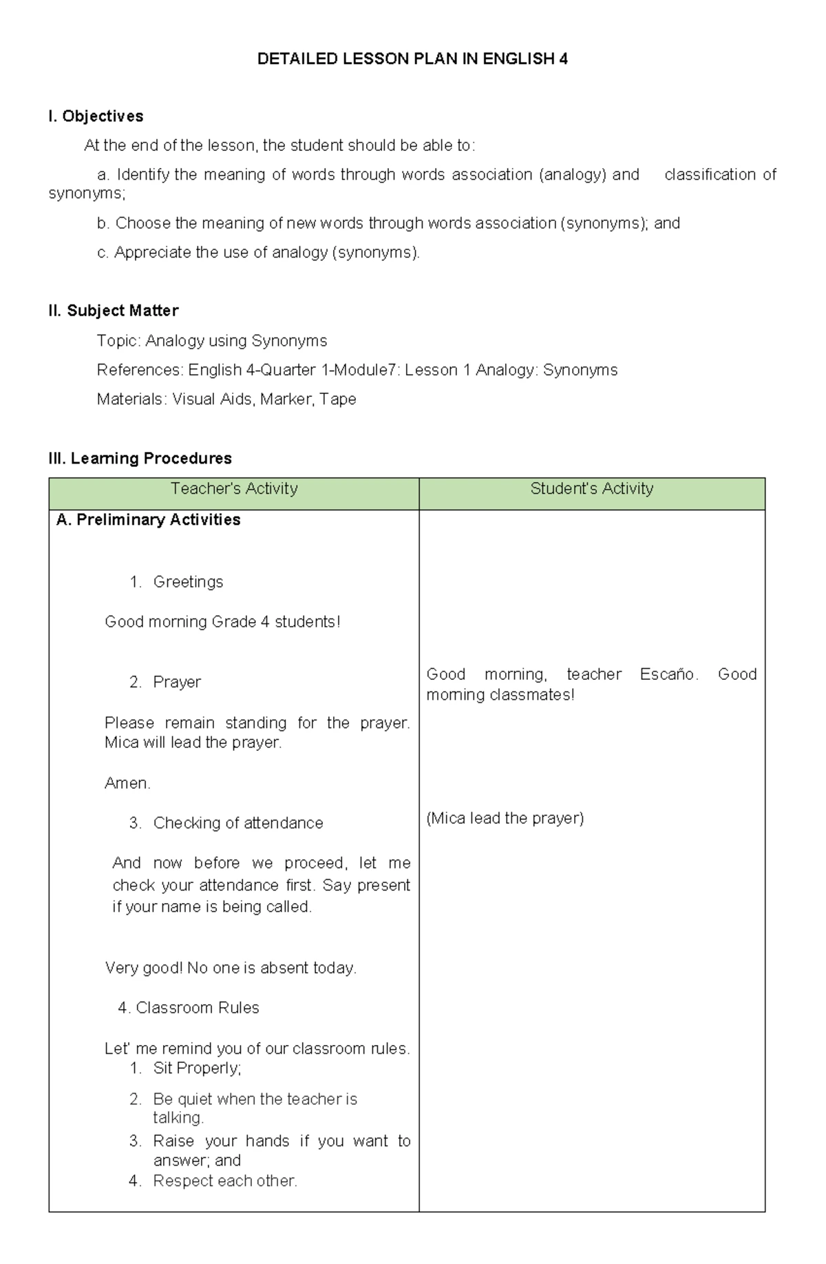 Evaluation Template FOR DEMO Teaching - EVALUATION CHECKLIST FOR ...