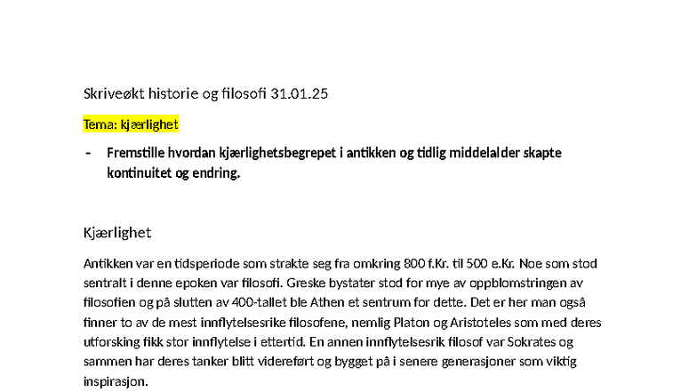 Kjærlighetsbegrepet i Antikken og Middelalderen: En Analyse (HIST101 ...