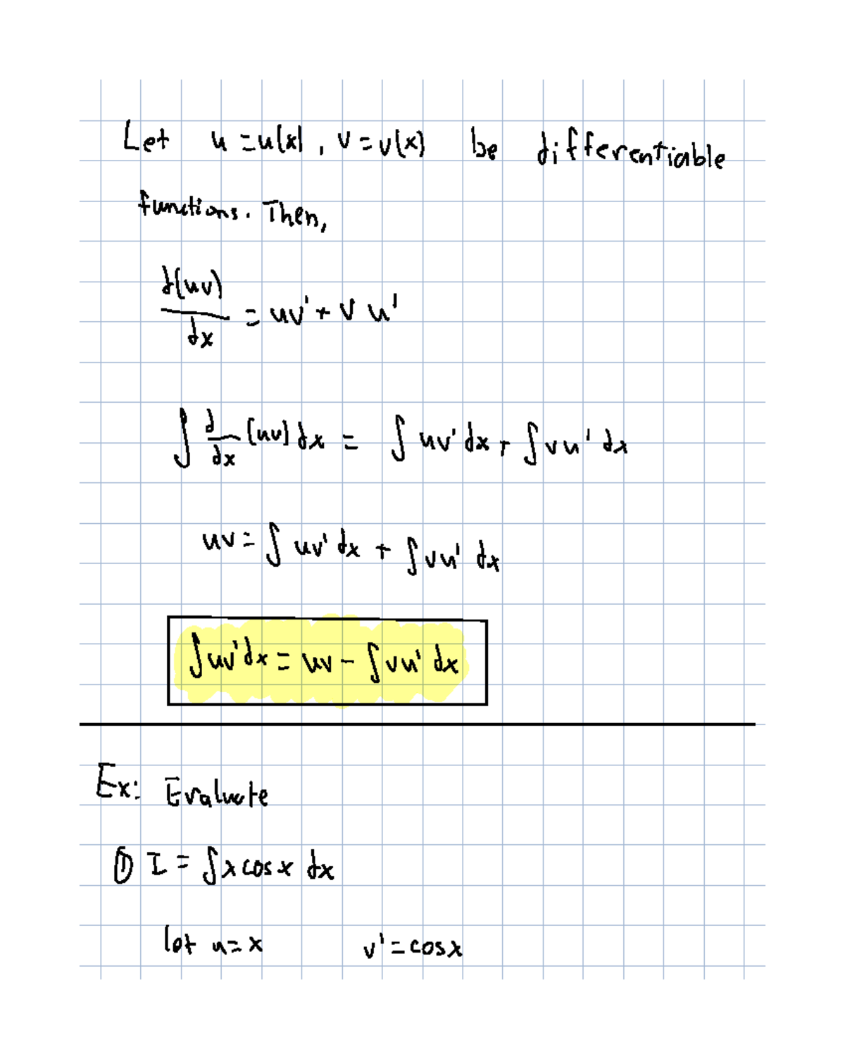 6.1 Integration by parts - Let u ulxl V vlx be differentiable functions ...