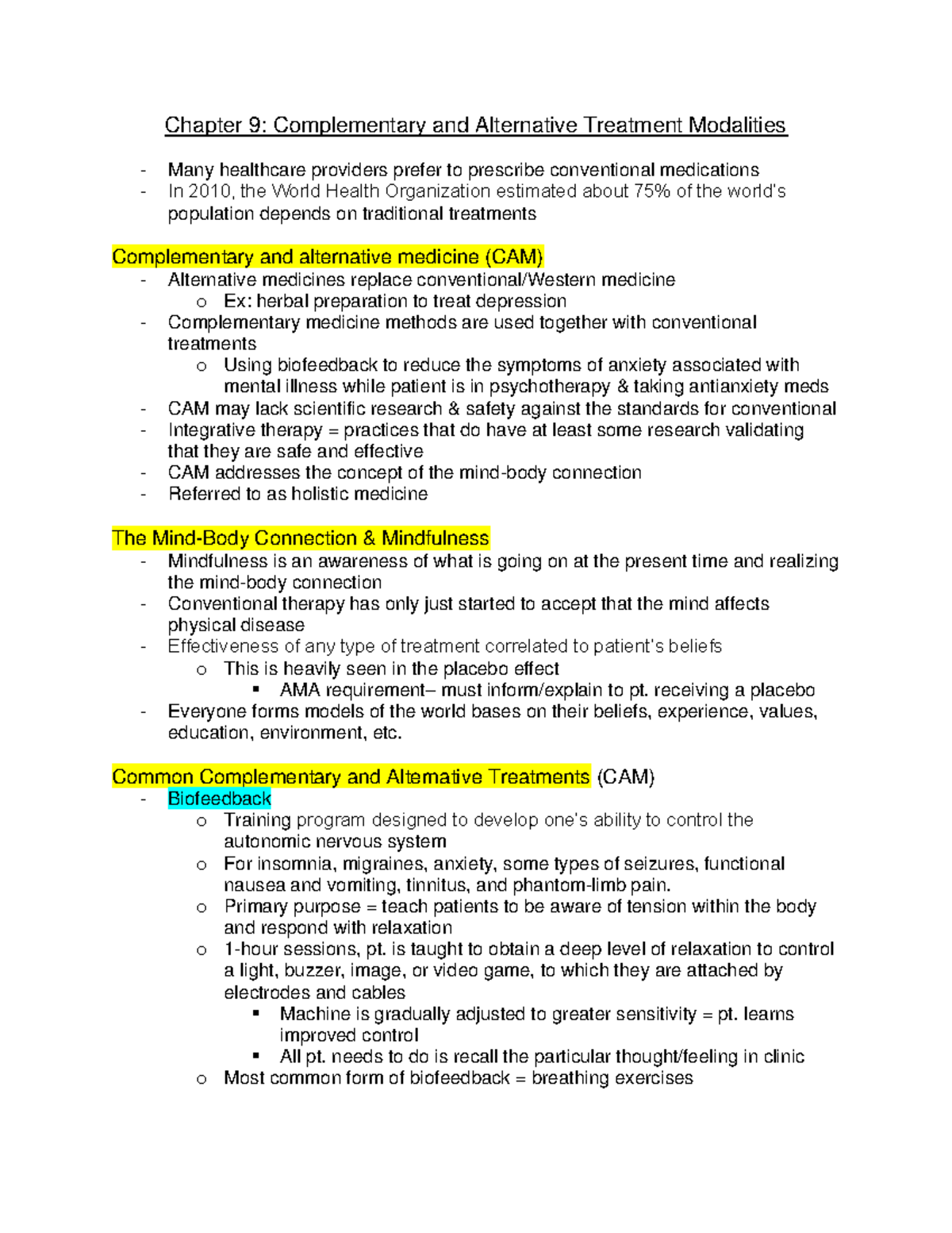 Chapter 9 MH - Chapter 9 : Complementary and Alternative Treatment ...