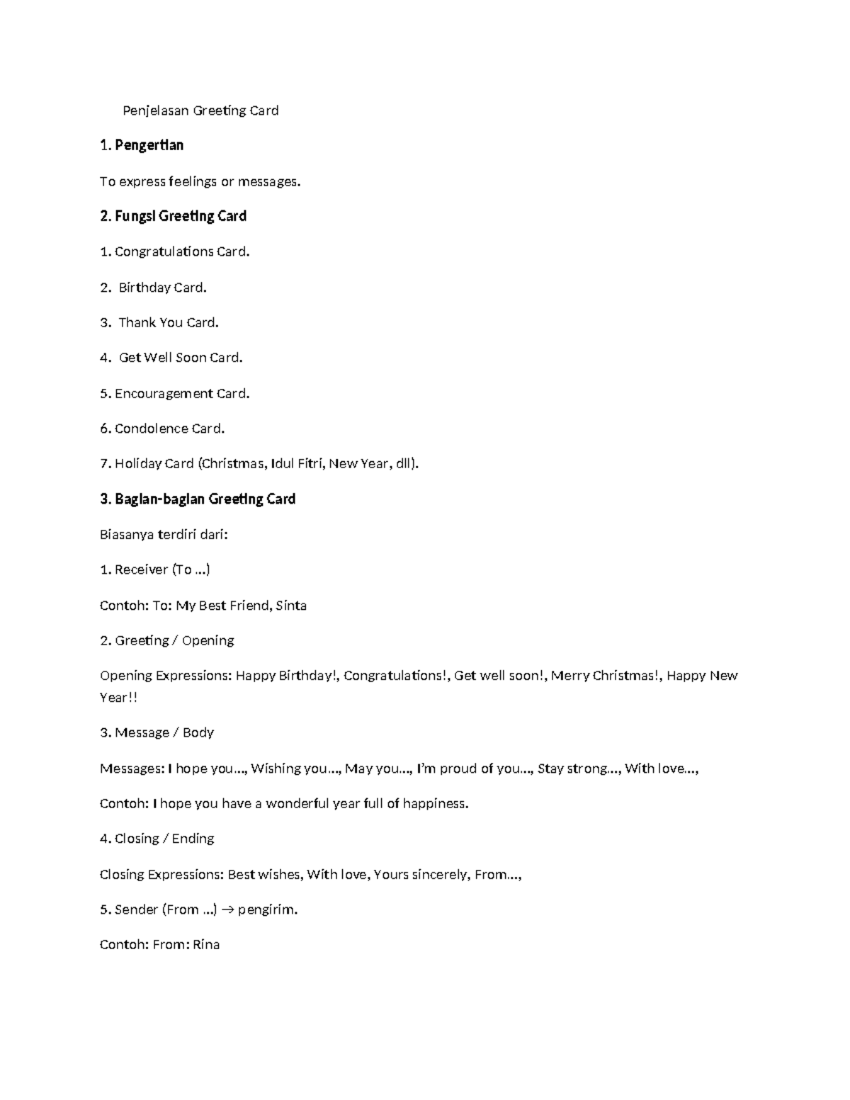 Pengertian dan Fungsi Greeting Card: Contoh dan Tipe Kartu - Studocu