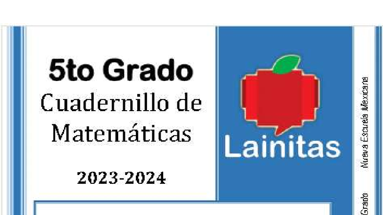 Cuadernillo de Matemáticas 5to Grado - Lainitas Primaria - Studocu