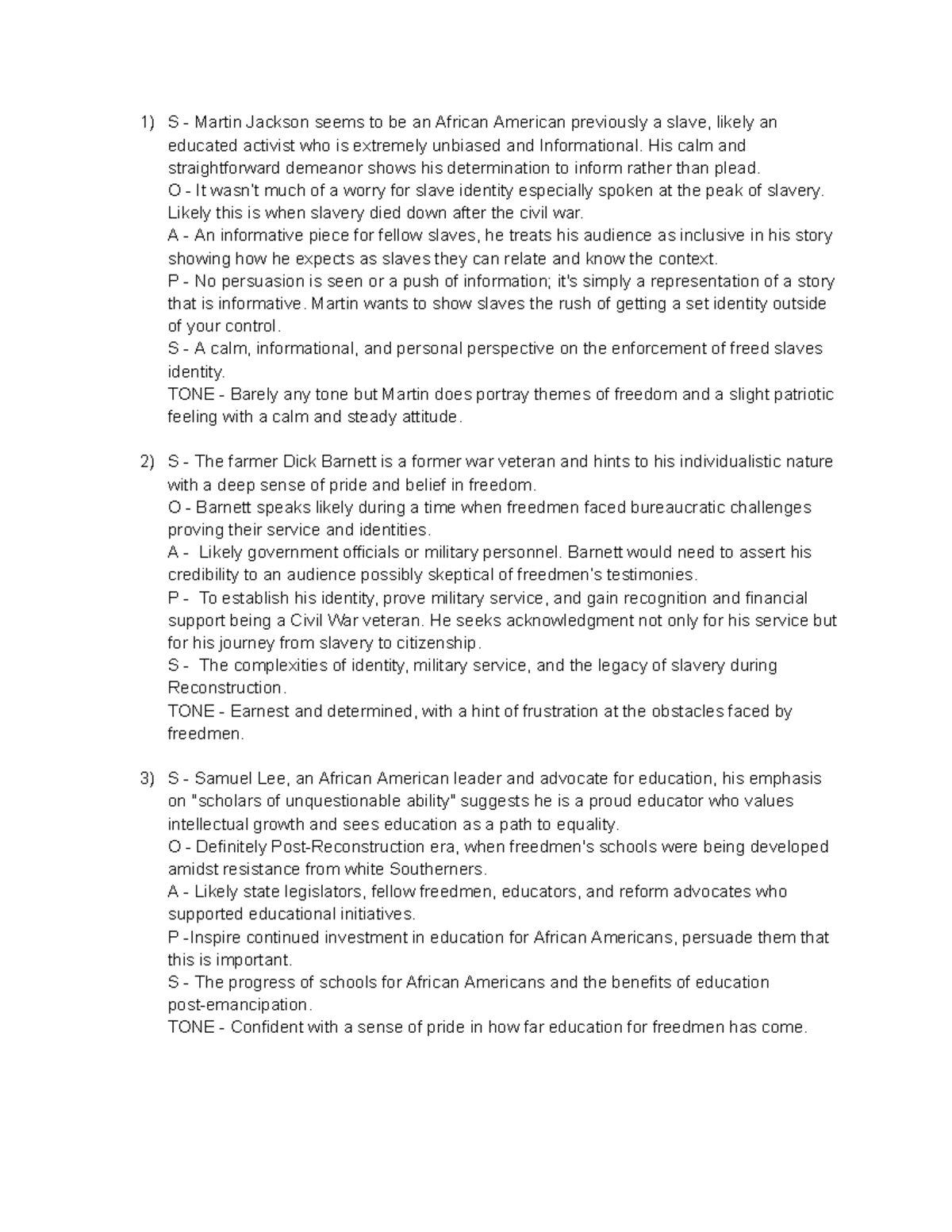 Apush Discussion Soapstones - S - Martin Jackson seems to be an African ...