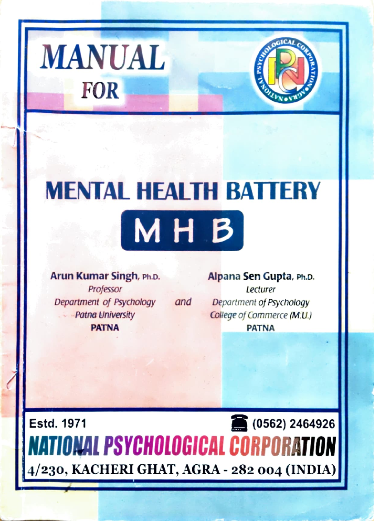 MHB - Manual for Mental Health Battery Assessment - Studocu