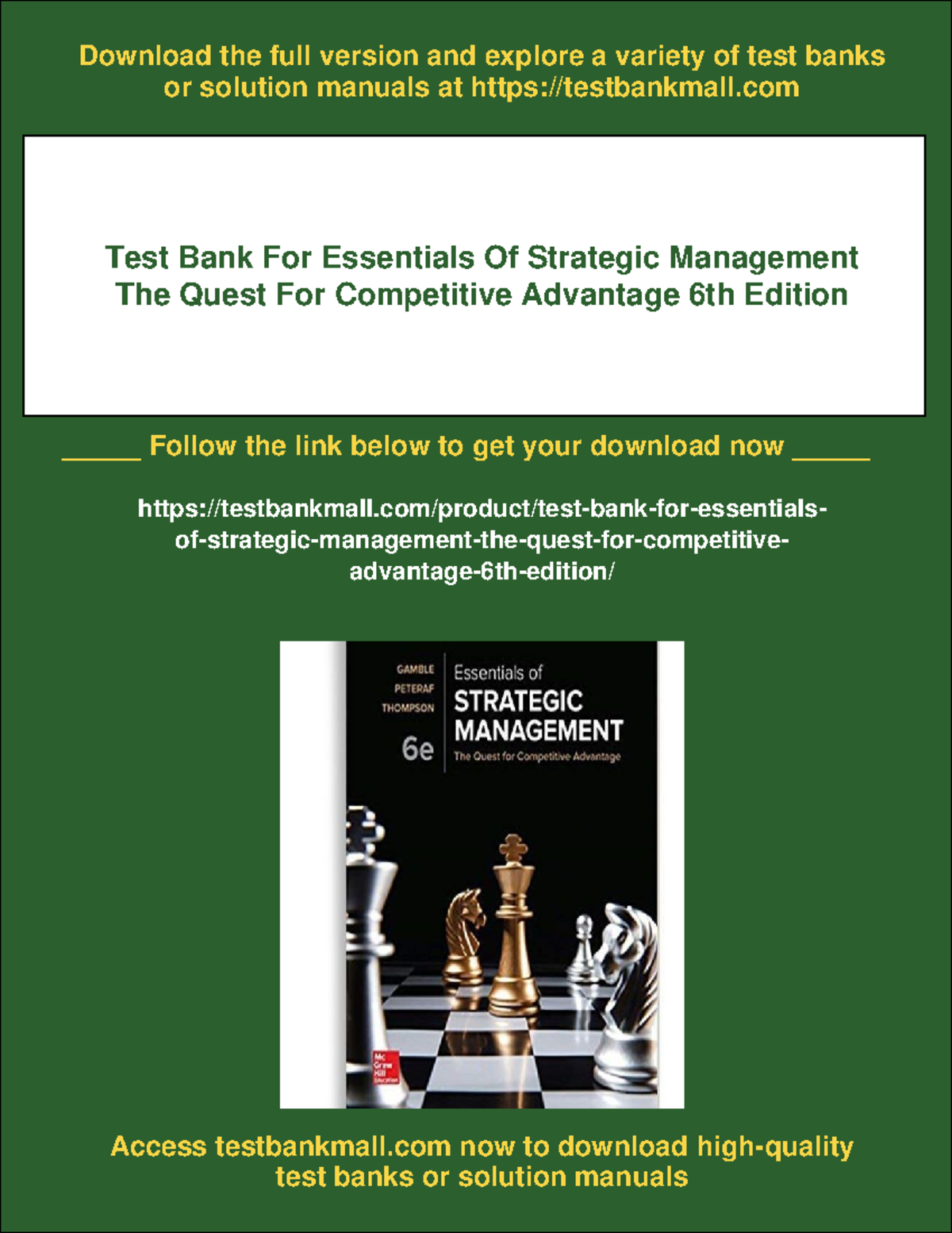 Test Bank for Essentials of Strategic Management: 6th Edition - Studocu