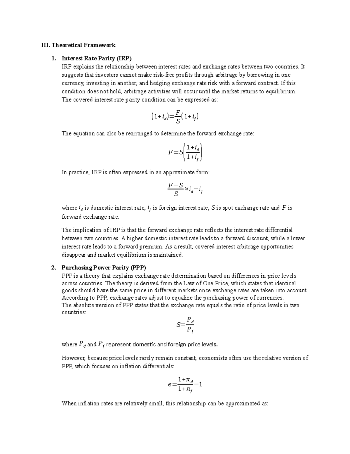 IBF 101: Theoretical Framework on Interest Rate Parity and Exchange ...