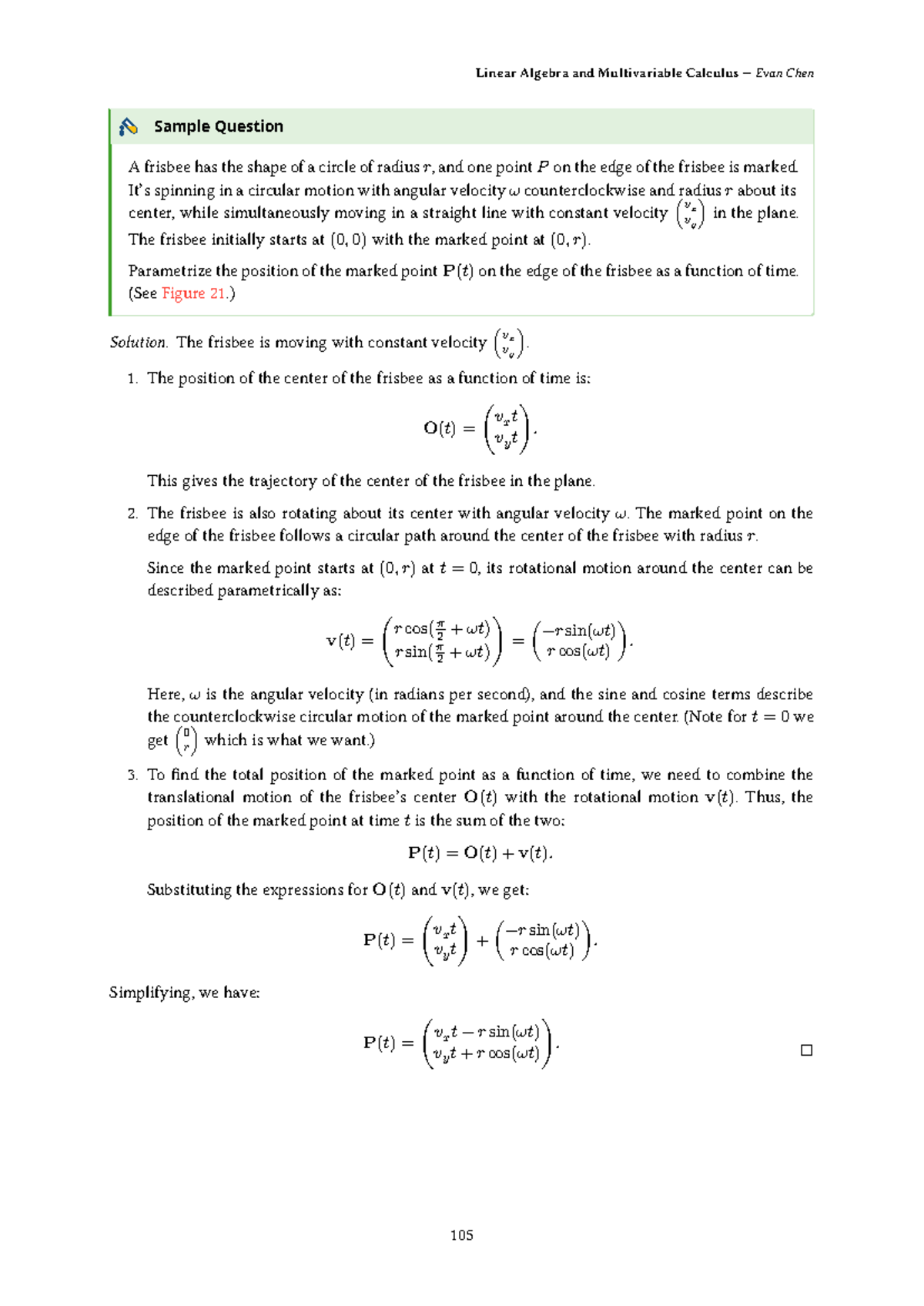 Linear Algebra and Multivariable Calculus (LAMV) Sample Question on ...