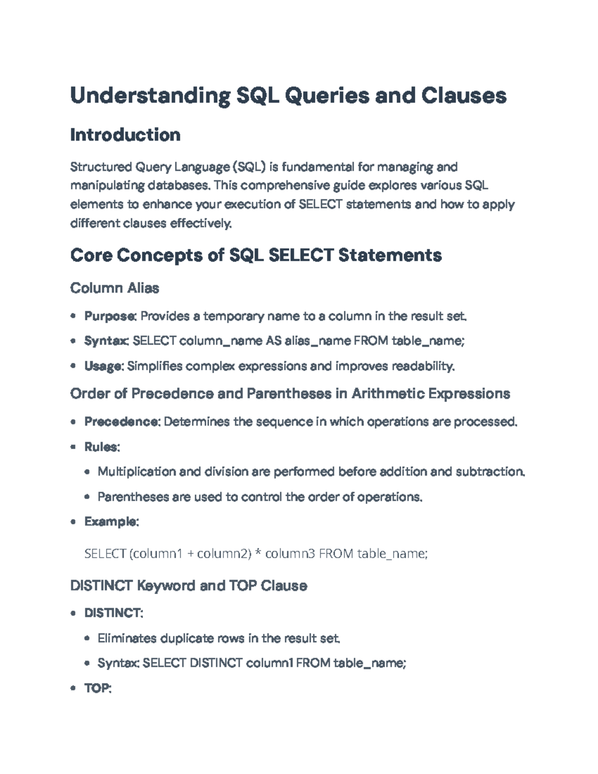 SQL SELECT Statements: A Comprehensive Guide on Queries and Clauses - Understanding SQL Queries ...