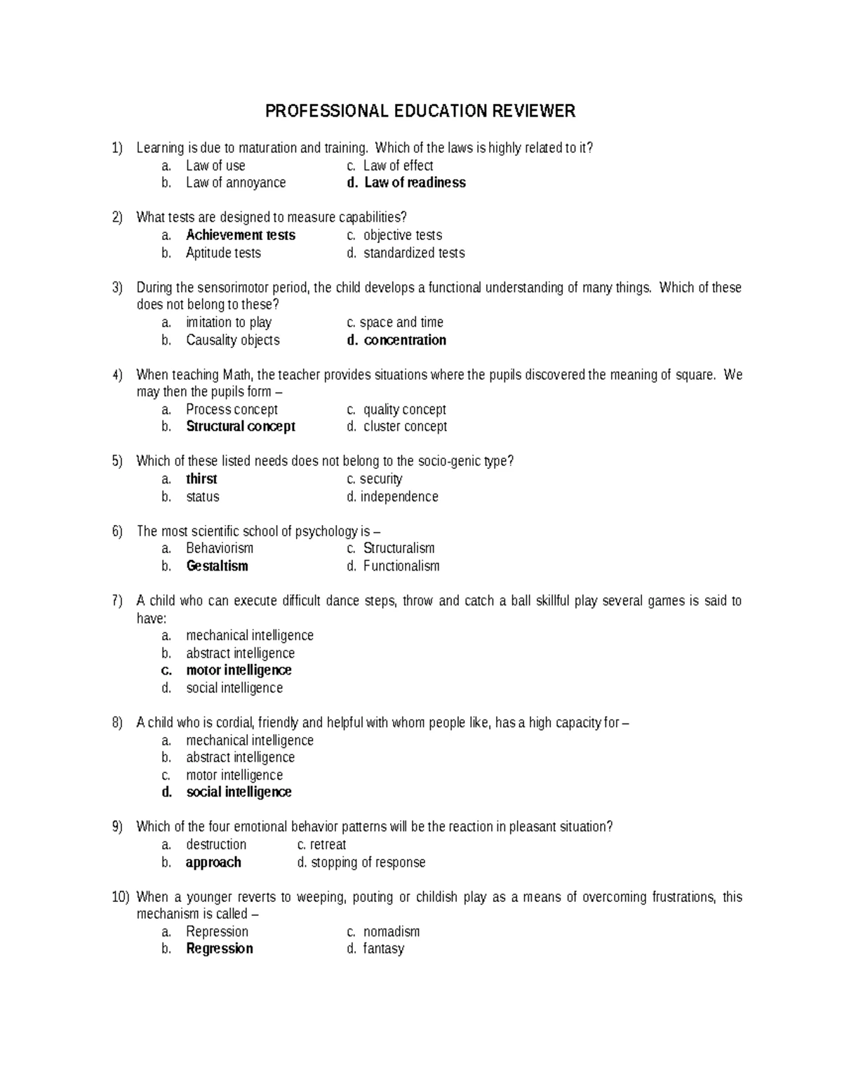 Profed Final - LET Reviewer practice exam for Professional Education ...