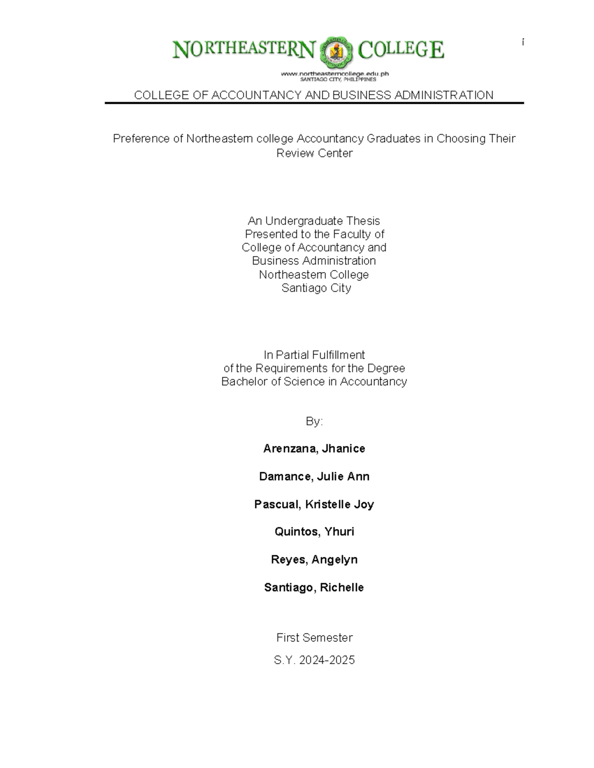 "BS Accountancy Thesis: Factors Influencing Review Center Choices ...