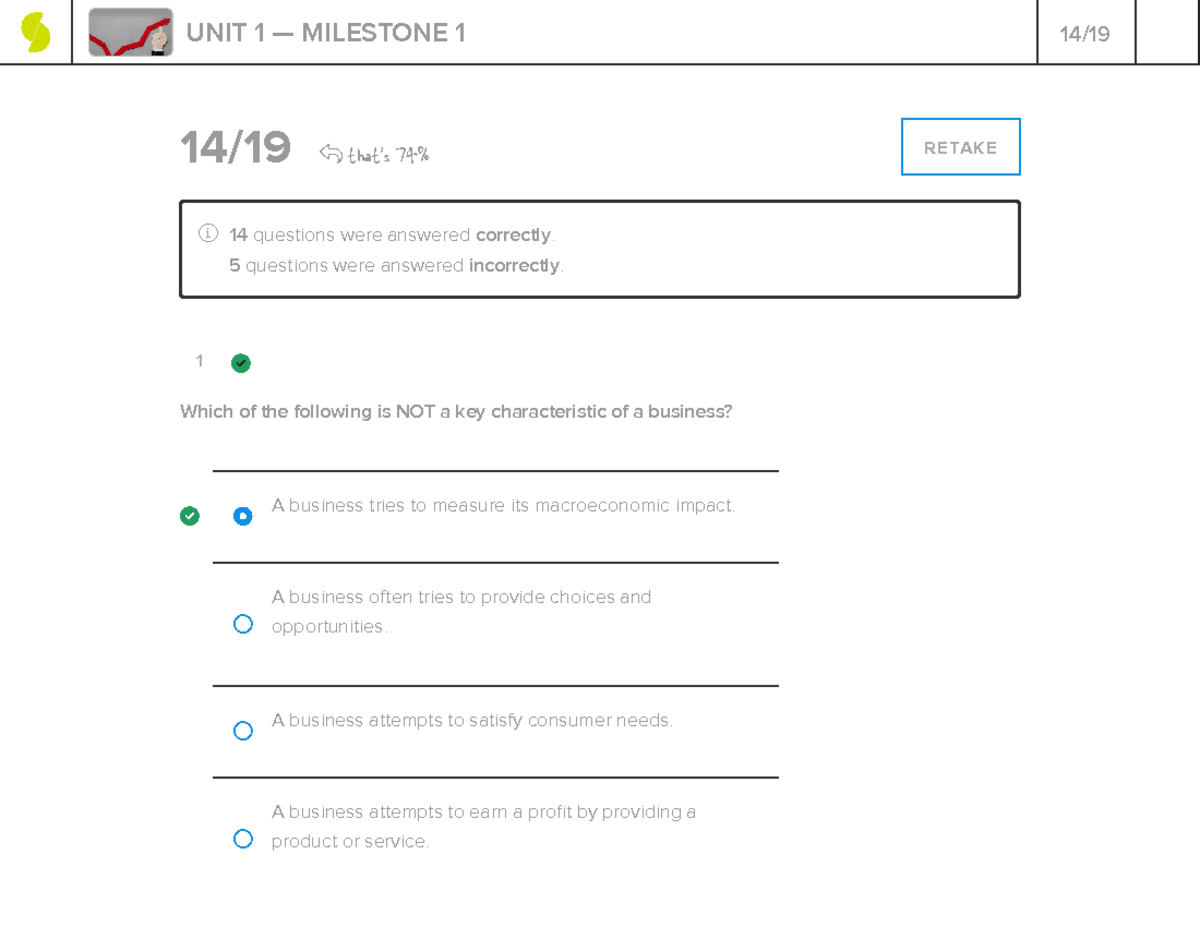 BUS 101 Intro to Business: Milestone 1 Study Guide - Studocu