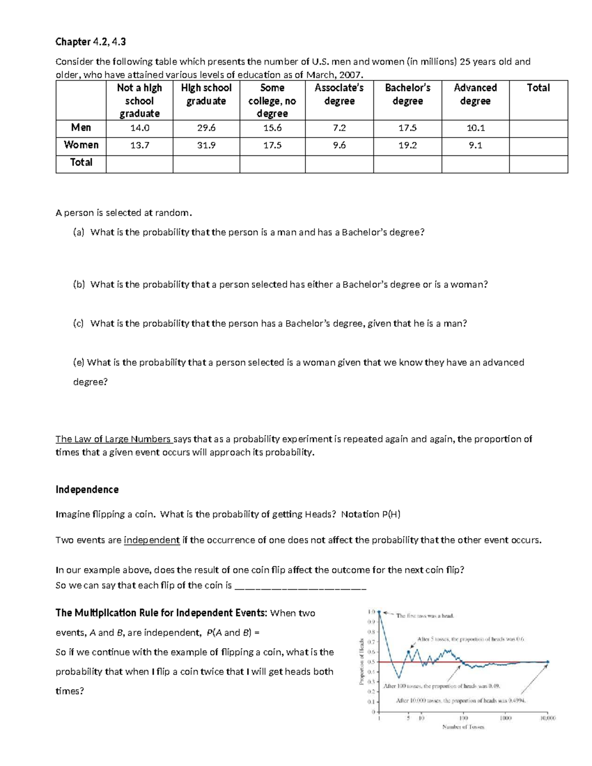 Probability Models and Calculations in Statistics: Ch. 4.2 & 4.3 Notes ...