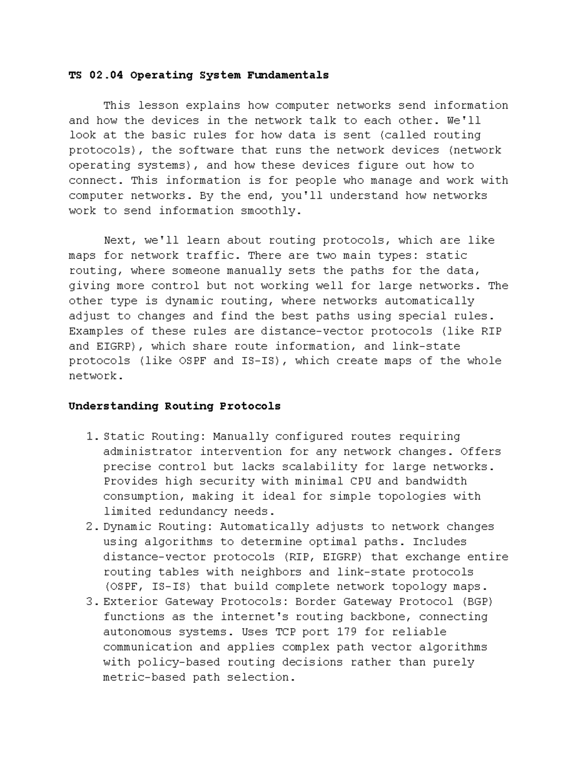 TS 02.04 Operating System Fundamentals: Networking & Routing Overview - Studocu