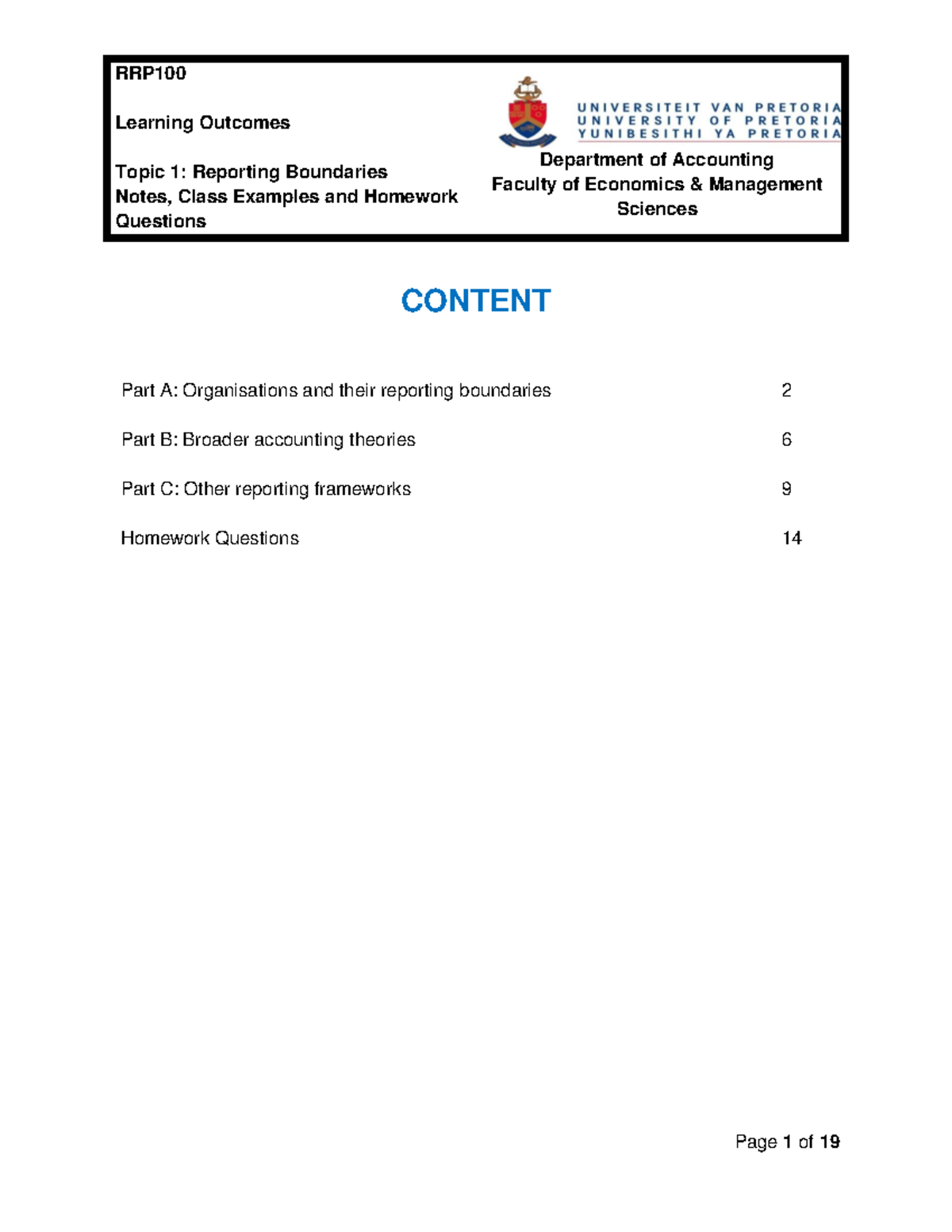 RRP100 Class Notes: Reporting Boundaries & Accounting Theories 2026 ...