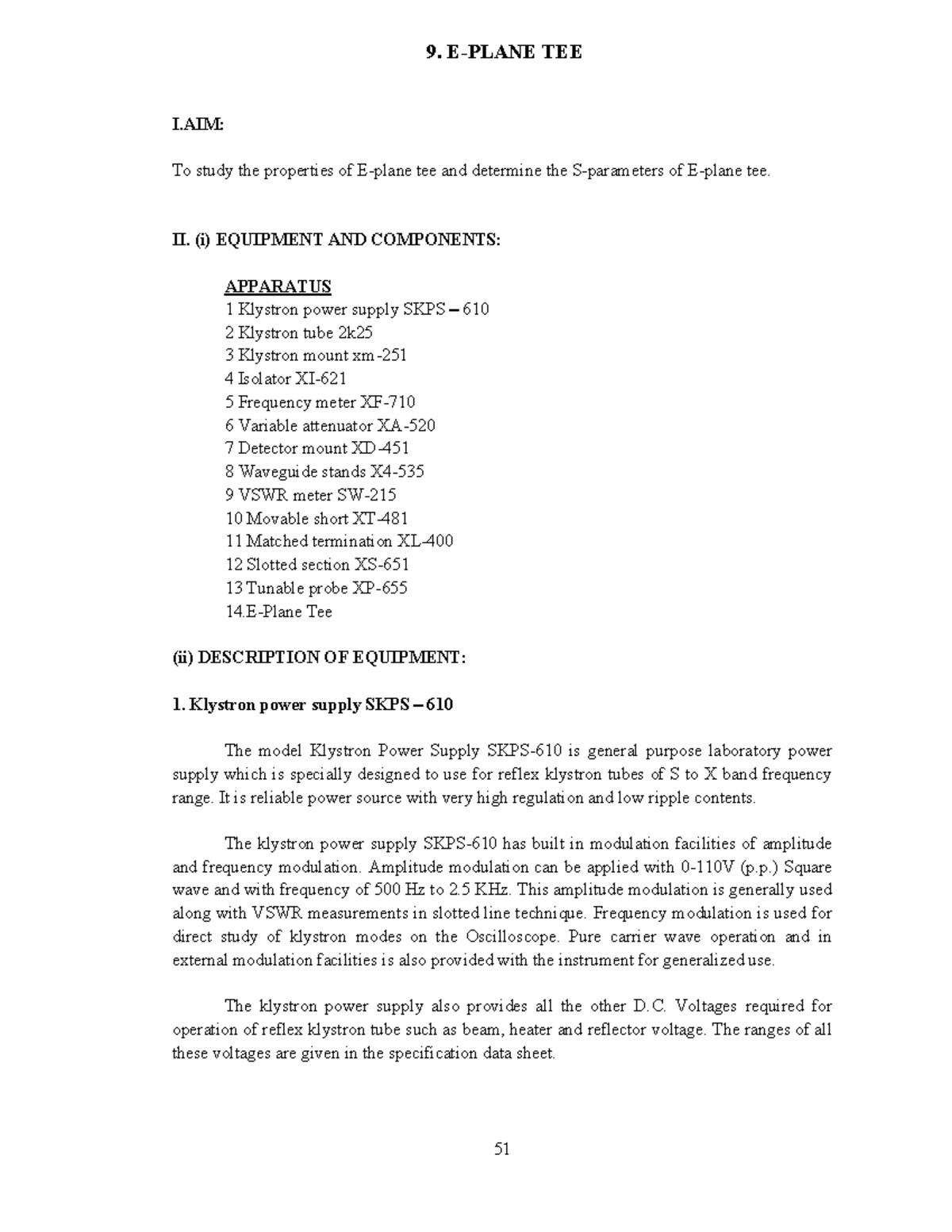 E-Plane Tee Experiment S-Parameter Analysis - Exp 3 - Studocu