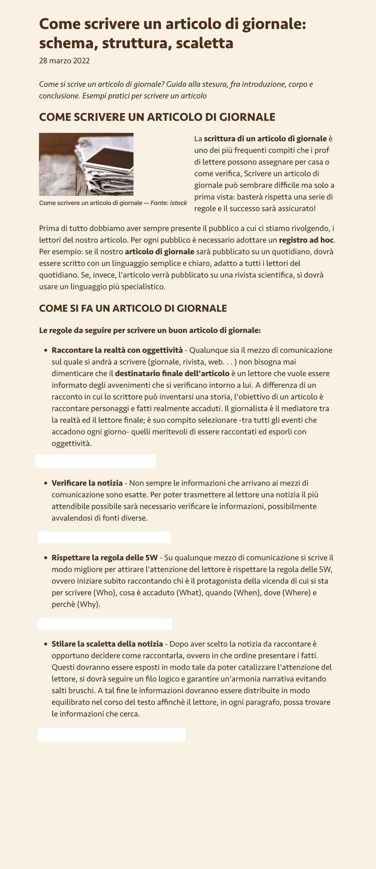 Guida alla Scrittura di un Articolo di Giornale: Schema e Struttura ...
