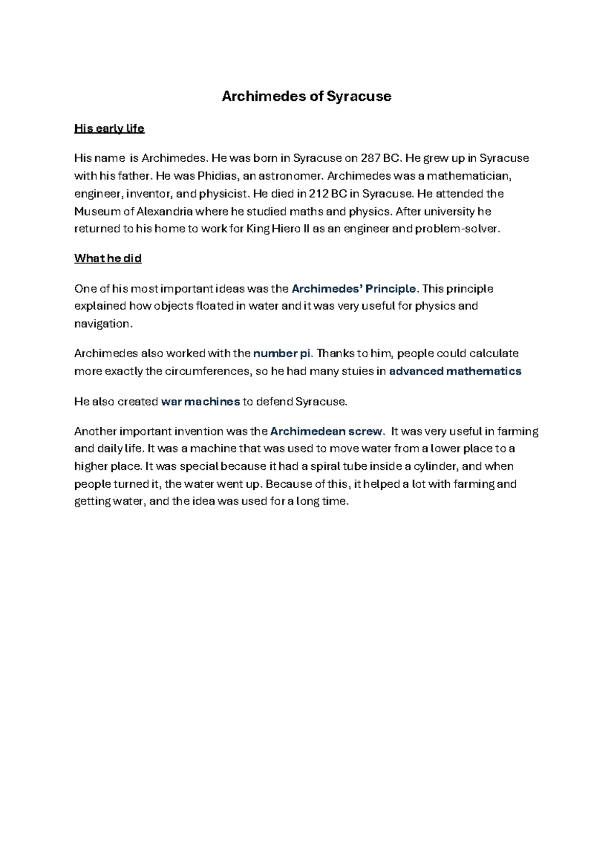 Archimedes of Syracuse: Life, Inventions, and Contributions - Studocu