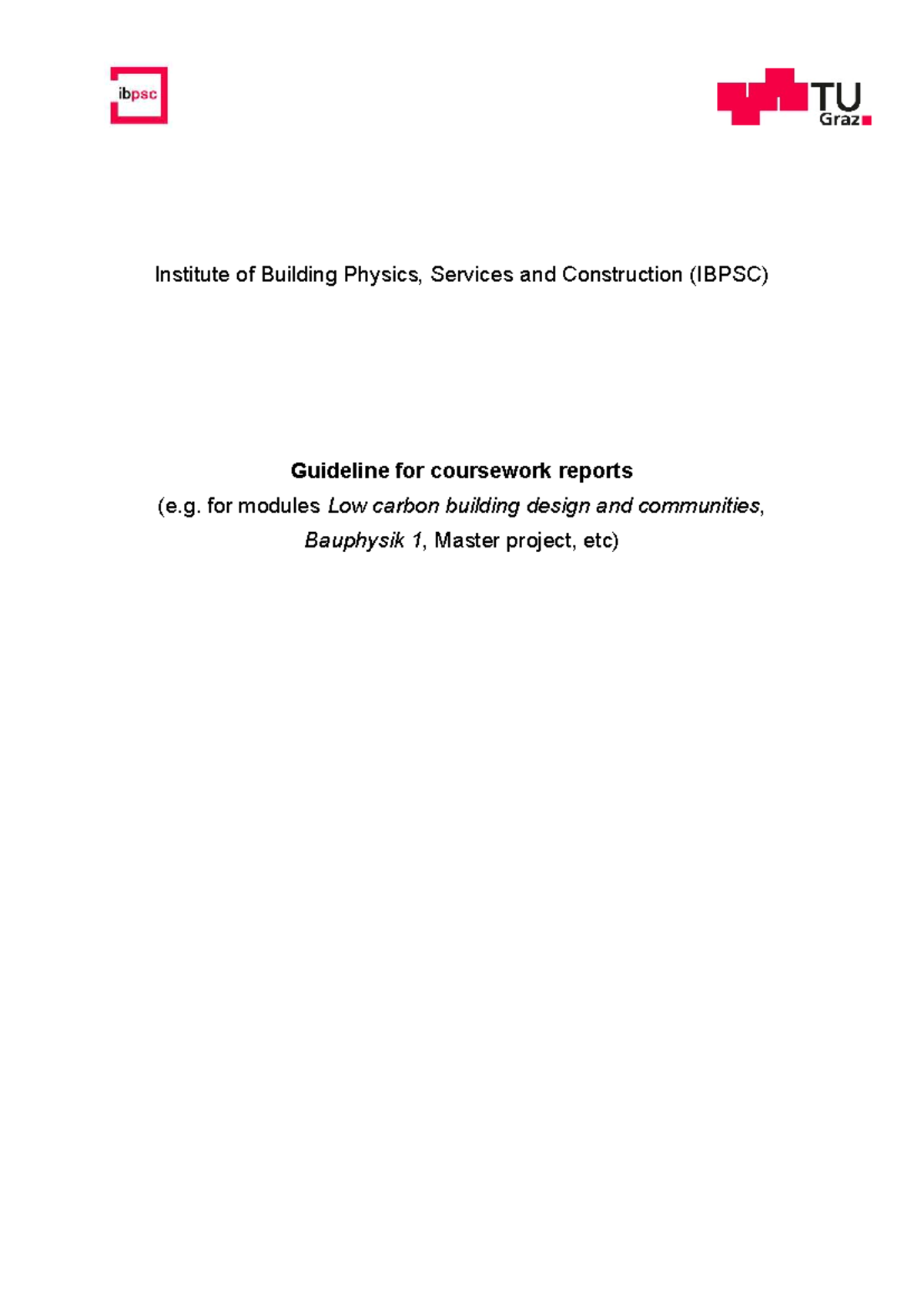 IBPSC Guidelines for Technical Report Writing at TU Graz - Studocu