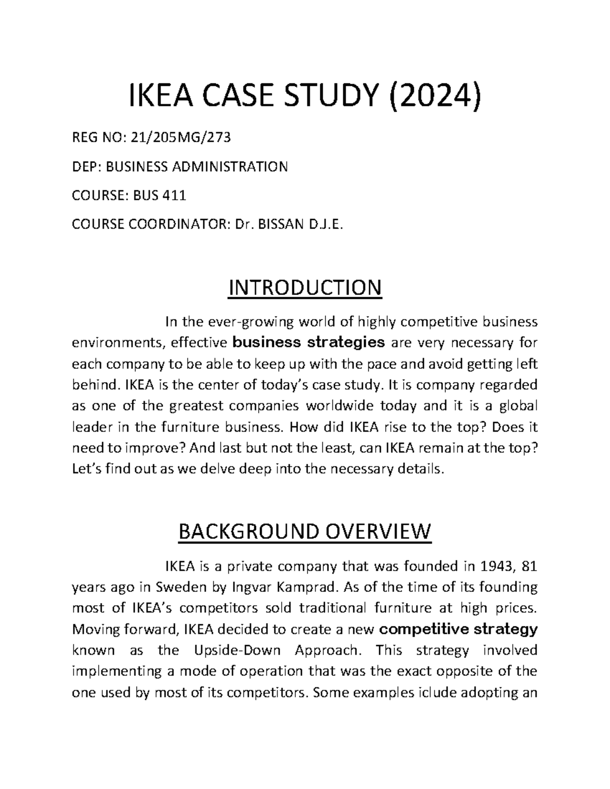 IKEA Case Study Analysis: Strategies, Challenges & Solutions (BUS 411 ...