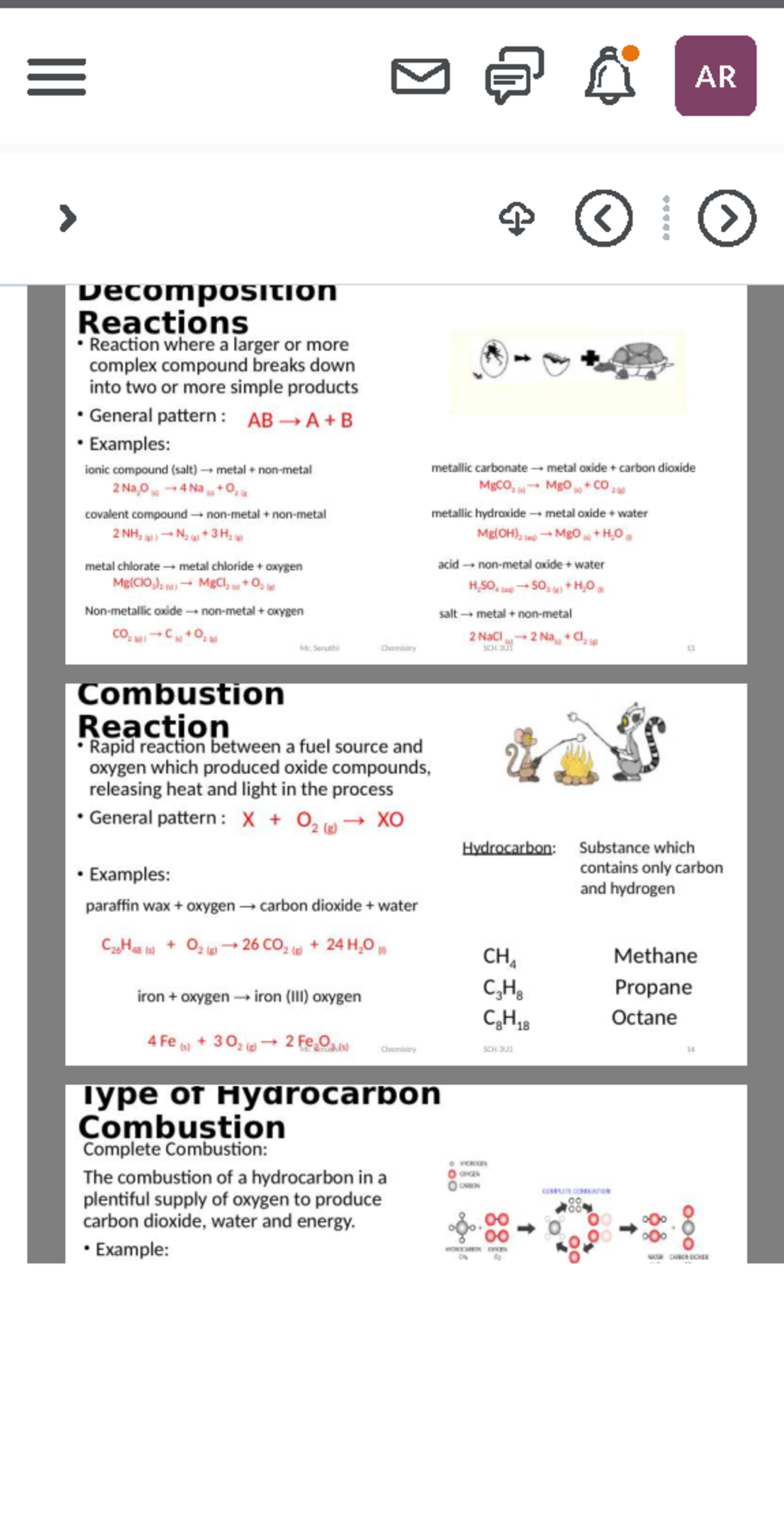 Study Notes on Decomposition & Combustion Reactions - SCH3U1 - Studocu