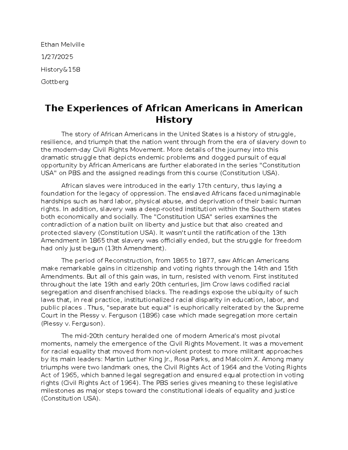 African American Struggles: History Overview - History&158 Notes - Studocu